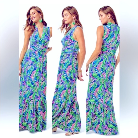 Lilly Pulitzer | Dresses | Nwt Lilly Pulitzer L Pearce Maxi Borealis ...
